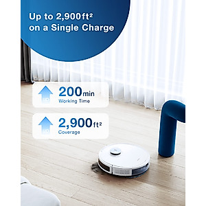 ECOVACS DEEBOT N10 PLUS Robot Vacuum and Mop Combo with Auto-Empty Station, Hands-Free Cleaning for 60 Days, 3800Pa Suction, 330mins Max Run-time, Precision Mapping with Lidar & dToF Sensors, White