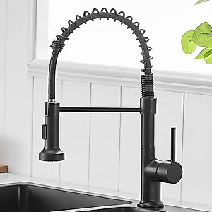 GIMILI Spring Kitchen Sink Faucet with Soap Dispenser Matte Black
