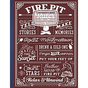 Composition Notebook: Fire Pit Rules Vintage Blank Wide Ruled Paper Notebook - Wide Lined Workbook and Journal for Girls Boys Kids Teens & Students - ... Gradient.8.5" X 11" 110 Wide Ruled Pages