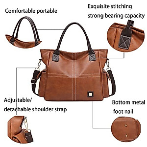 Women Top Handle Satchel Handbags Large hopo Purses Faux Leather Tote Bag School Shoulder Bag with External Pocket (red)