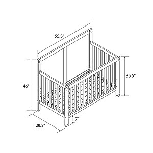 Baby Relax Miles 5-in-1 Convertible Crib, Nursery Furniture, Classic White
