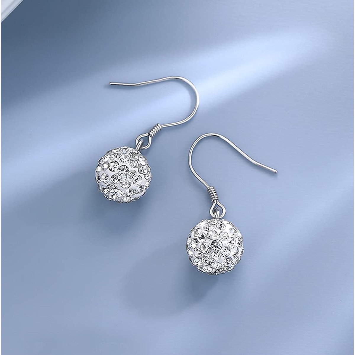 SLUYNZ 925 Sterling Silver Rhinestone Drop Earrings for Women Teens Shiny CZ Ball Dangle Earrings