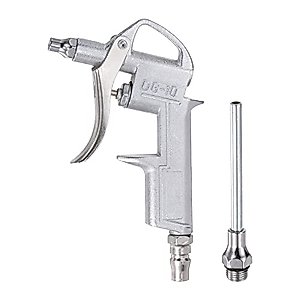 HARFINGTON Air Blow Gun Stainless Steel High Pressure Dust Blower Gun with Extension Air Tool 150mm Handle for Cleaning Car Computer Dust, Silver Tone