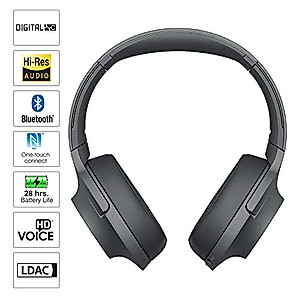 Sony WHH900N Hear On 2 Wireless Overear Noise Cancelling High Resolution Headphones, 2.4 Ounce