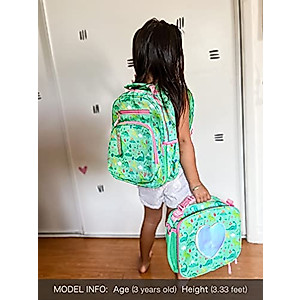 mibasies Girls Backpack for Elementary School with Insulated Lunch Bag (Light Green Dinosaur Forset)