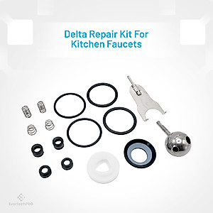 PLBDA01 EvertechPRO fits Delta Faucet Repair Kit Stainless Steel Ball, Tooling Replacement Cam, 4 Pcs O-Rings, Seal Kits, Springs - Compatible with Delta Kitchen Faucet Cartridge