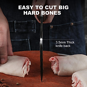 ZHANG XIAO QUAN SINCE 1628 Handmade Forged Ancient Bone Chopping Knife, Stainless Steel Professional Chinese Chopper Knife for Cutting Bones and Nuts