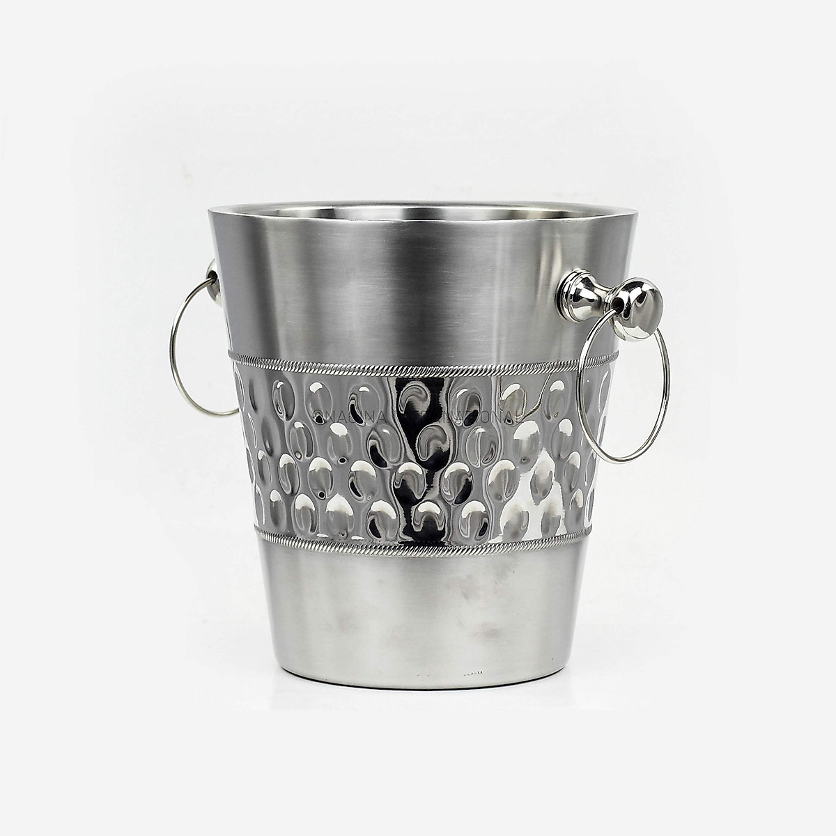 Deep Hammered Brushed Nickel Plated Majestic Wine & Ice Bucket with Steel Bucket Stand | Wine Chiller On Stand Kitchenware Barware | Party Organization Ideas