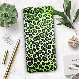 DesignSkinz Vibrant Green Leopard Print Protective Vinyl Decal Wrap Skin Cover Compatible with The Samsung Galaxy S20 (Screen Trim & Back Glass Skin)