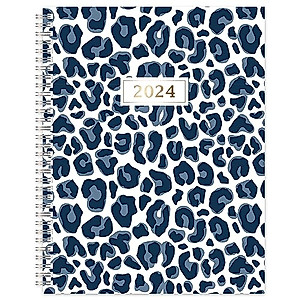 2024 Office Depot® Brand Weekly/Monthly Planner, 8-1/2" x 11", Blue Floral, January to December 2024