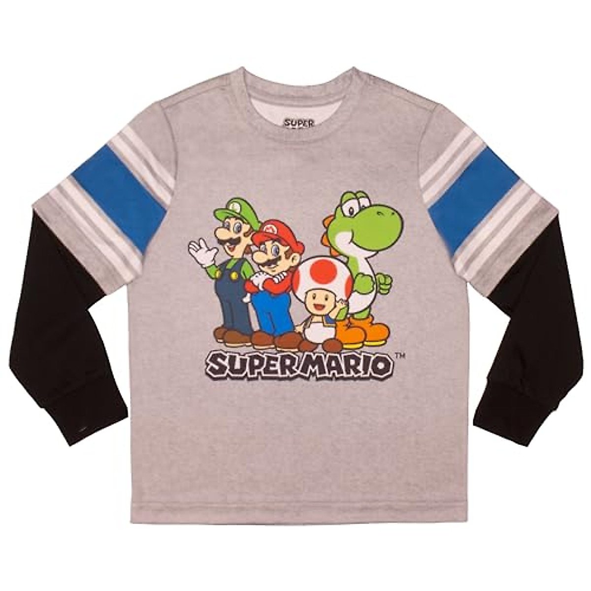 Nintendo Super Mario Video Game 2-Piece Set, Boys Long Sleeve T-Shirt & Jogger Pants 2-Pack Bundle Set for Kids and Toddlers (Size 8, Grey)