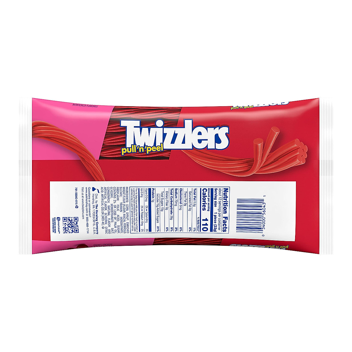 TWIZZLERS PULL 'N' PEEL Cherry Flavored Laydown Bag, 14 oz.