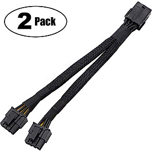 TeamProfitcom 16 AWG GPU VGA PCI-e 8 Pin PCI Express Graphics Video Card GPU VGA 8 Pin Female to Dual GPU 8(6+2) Pin Male Sleeved Splitter Power Extension Cable 12-inches (2 Pack)