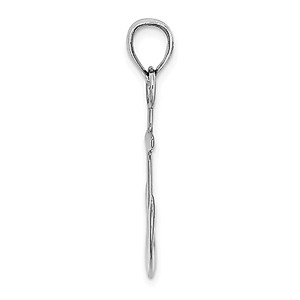 Solid 14K White Gold 3-D Anchor Charm Pendant - 28mm x 18mm