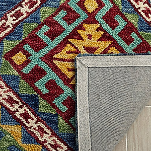 Safavieh Aspen Collection 10' x 14' Blue/Multi APN516M Handmade Boho Diamond Premium Wool Living Room Dining Bedroom Area Rug