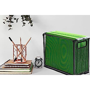 ANSSDO Hanging File Organizer for Desk, 2-Pack Premium Letter-Size Metal File Crate File Folder Holder Box, Easy Assembly Portable Filing Basket Storage Cabinets File Cart for Desktop
