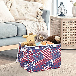 Patriotic Storage Bins for Closet, Collapsible Storage Baskets with Lids and Handles for Shelves Closet Home Decor