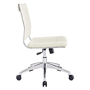 Modway Jive Ribbed Armless Mid Back Swivel Conference Chair In White