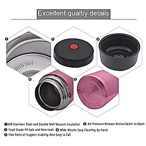 Food Jar Wide Mouth for Hot Food,304 Stainless Steel Leak Proof Double Wall Vacuum Insulated Soup Container with Handle Lid,27 oz BPA Free Thermos Lunch Box for Kids Adults (Pink)