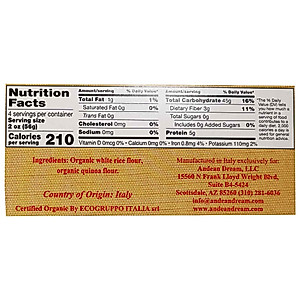 Andean Dream Org Spaghetti Quinoa Pasta Gluten Free ,8 Oz(Pack of 12)