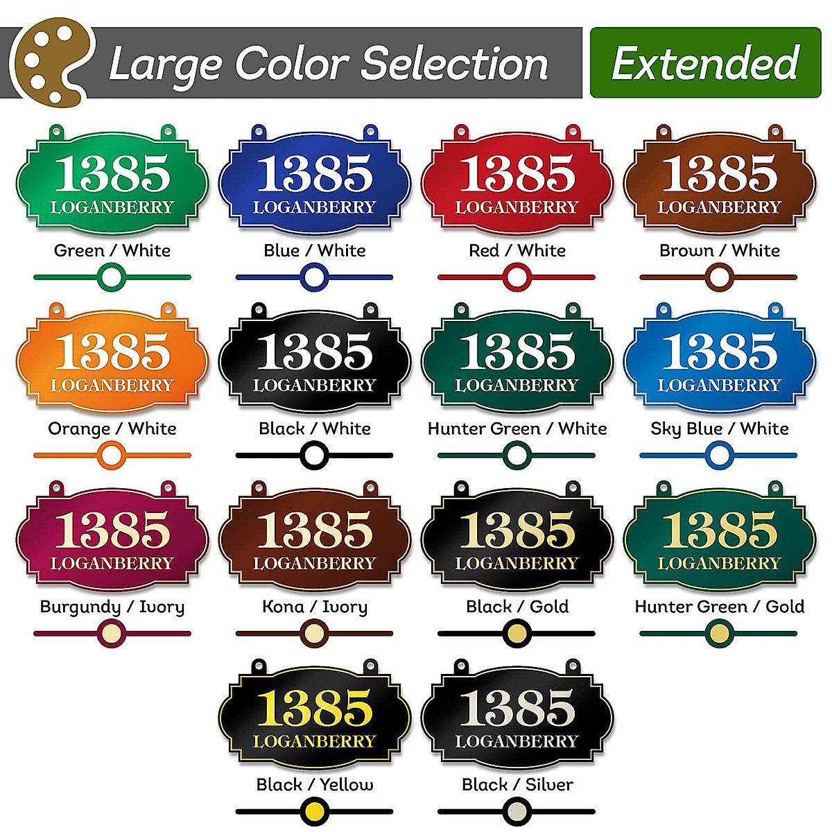 Hanging Address Sign, House Address Plaque, Indoor/Outdoor Use, 8x13 Inch, 22 Colors, Reflective Option, USA Made by My Sign Center (Victorian)