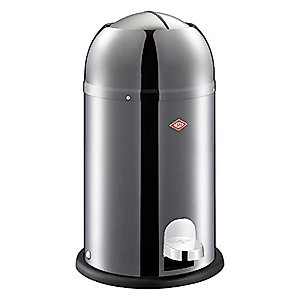 Wesco Jr Kickmaster Junior-German Designed-Step Trash Can, Powder Coated Steel, 4 Gallon / 15 L, Stainless Steel, 12L, Stainless