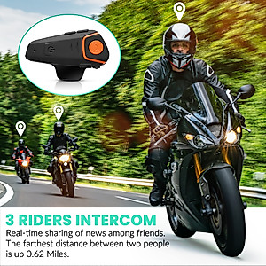 MAXTO Motorcycle Helmet Bluetooth Headset,BT-S2 2-Way 1000M Intercom 2 Riders Helmet Communication Systems kit,Wireless FM Radio (BT-S2 Hard Mic 1PACK)