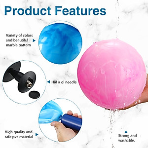 Threan 6 Pieces Bouncing Ball for Kids Marbleized Bouncy Balls Inflatable Ball Pump with Air Needle Colorful Bouncy Balls Cloud Bouncing Balls for Pets Adults Handballs Playground(10 Inches)