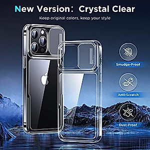Simtect Designed for iPhone 14 Pro Max Case with Sliding Camera Cover, Shockproof & Military-Grade Protective Transparent Phone Case for iPhone 14 Pro Max 6.7 inch - Clear
