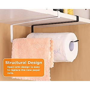 DS. DISTINCTIVE STYLE Paper Towel Holder Under Cabinet Door No Drilling Durable Paper Rolls Rack for Kitchen, Bathroom and RV Storage (Black)