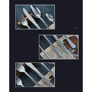 Silverware Set Cutlery Food-Grade Stainless Steel Retro Bordered Utensil Flatware Home Restaurant Small Business,Mirror Finish Tableware 20 Piece Service for 4