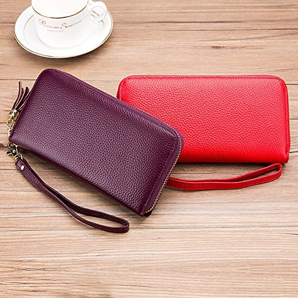 Su.B.dgn RFID Wallet Women, Leather, Travel Wallet with Wristlet, Fits Passport, Phone, Banknote | Red