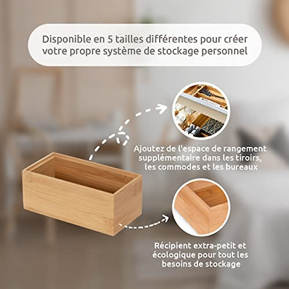 Compactor Osaka Bamboo Storage Box, Extra Small Stackable Wood Storage Box, 15 x 7.5 x H. 6.5 cm, Natural Bamboo, Brown RAN6966