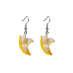 Cute Food Imitate Hamburger Banana Donut Ice Cream Dangle Stud Earrings Resin for Women Jewelry (Banana)