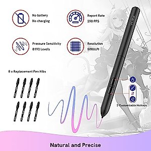Drawing Tablet,VEIKK S640 Digital Graphics Tablet, 6x4 Inch Ultra-Thin Portable OSU! Tablet, Battery-Free Stylus for OSU! Game and Teaching Online Classes,Support Windows Mac Linux Chrome Android OS