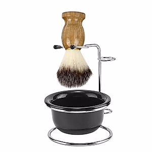 Wismee Shaving Kit 3 In 1 Shaving Brush Set Shaving Soap Bowl, Shaving Brush Stand Holder, Badger Hair Shaving Brush Kit Shaving Cleaning Tool Christmas Thanksgiving Present for Men Teen Boys