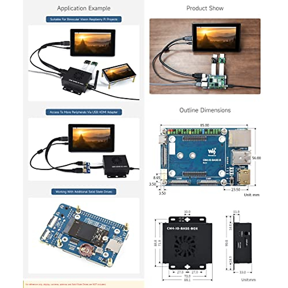 Waveshare Mini Base Board Designed for Raspberry Pi Compute Module 4 Powerful Functions in A Small Sized Body Suitable for Evaluating The Raspberry Pi CM4 Or Being Integrated Into End Products