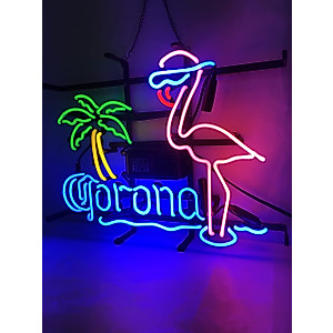 Neon Signs Corona Flamingo Palm Tree Beer Bar Bistro Real Glass Man Cave Custom Neon Sign Wall Decor