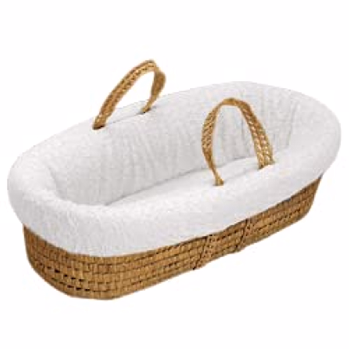 Lamlo Moses Basket for Babies, Comfortable and Plush Baby Moses Basket Carrier - Baby Wicker Basket Including Mattress and Sheet for Moses Carrier (White)