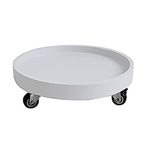 Plant Caddy with Wheels, Flower Plant Saucer Plastic Plant Tray,Plant Roller Base Outdoor,Plant Holder with Lockable Casters for Garden Pot,30cm 40cm 50cm 60cm (Color : White, Size : 30cm/12In)