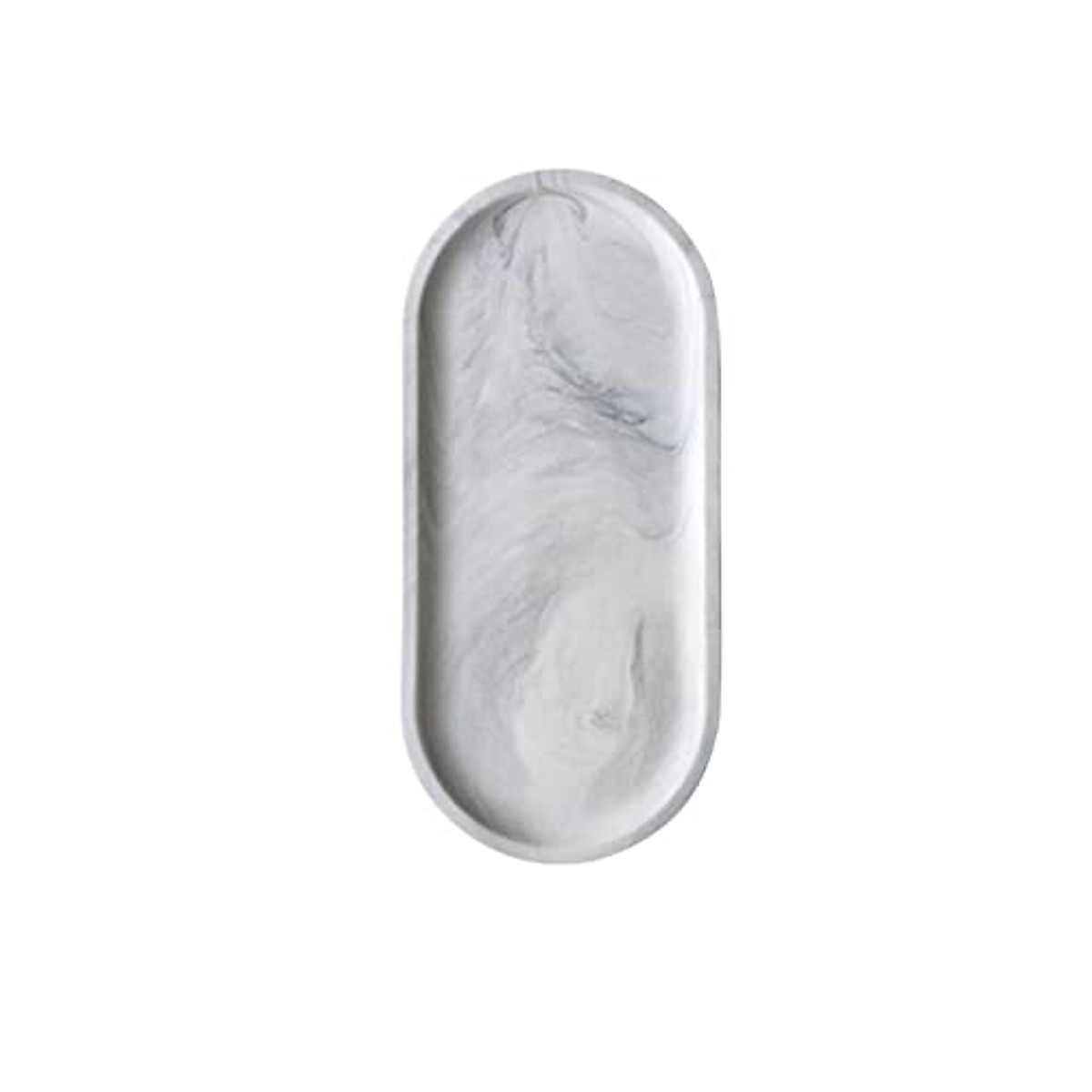 SUSOSU Breakfast Tray White Marble Ceramic Jewelry Storage Tray Oval Ellipse Fruit Tray Decorative Plate Food Dessert Dish Tableware (Size : Large)