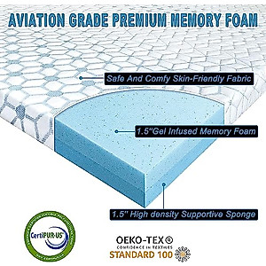 Mattress Topper Queen Size 2 Inch, Premium High-Density Memory Foam, Ventilated Design, Removable & Washable Cover, 10 Years Warranty