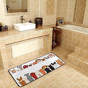 Cute Pet Puppy Illustration Kitchen Rugs Floor Mat Anti Fatigue Kitchen Mats Non Skid Washable Bath Rug Runner Doormats Carpet Sink Mat Home Decor 39 X 20 inch