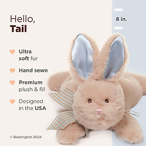 Bearington Collection Baby Bunny Tail Plush Stuffed Animal Bunny with Rattle, 8 inches