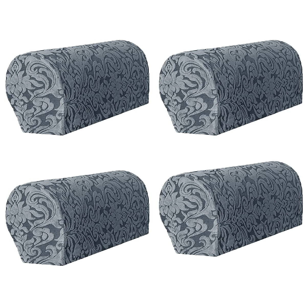 vctops Vintage Jacquard Stretch Armrest Covers with Twist Pins Soft Non-Slip Arm Covers for Chairs Couch Sofa Armchair Slipcovers for Recliner Sofa 4pcs, Greyish Green