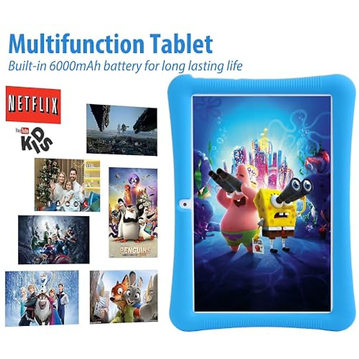 niuniutab Kids Tablet, 10 inch Android for Kids, 4GB RAM 64GB ROM, 1280x800 IPS HD Touchscreen, Tablet with Parental Control, Kid Software Pre-Installed, WiFi, Bluetooth,(Blue)...…