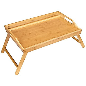 ROSSIE HOME Bamboo Bed Tray, Lap Desk with Phone Holder - Fits up to 15.6 Inch Laptops and Most Tablets - Natural - Style No. 78007, Medium