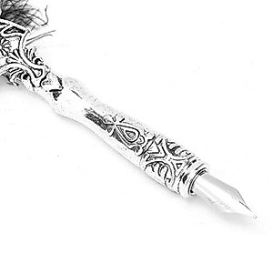 Serounder Quill Pen Set, Classical Calligraphy Fountain Pen Feather Quill Dip Pen Ink Bottle Set with Gift Box (Black)