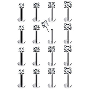 Lsnevsie 20G Push in Theadless Nose Rings Studs Stainless Steel Hypoallergenic Nose Rings Studs Piercing Jewelry for Women Men Diamond 1.5mm 2mm 2.5mm 3mm, Metal Crystal, stainless-steel