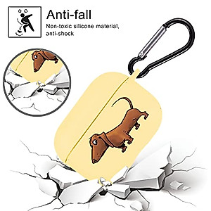 JOYLAND Cute Dachshund Case Compatible with Airpods Pro Yellow Soft TPU, Supports Wireless Charging Shockproof Protective Cover for Airpods Pro